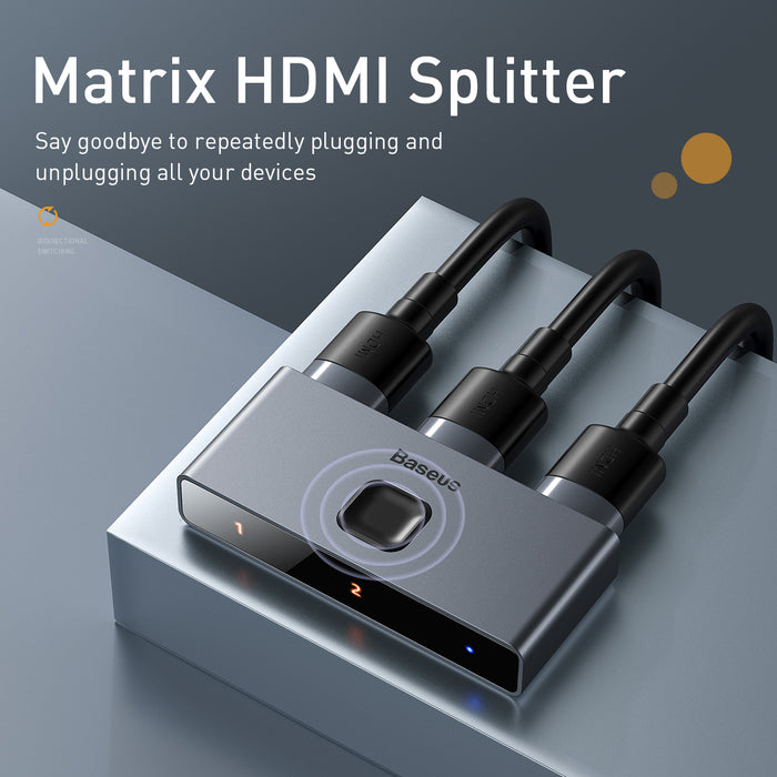 Baseus Matrix Two-Way HDMI Switch – 2-in-1 & 1-in-2 4K Hub